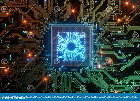 3d Render Cpu Technological Background Concept Circuit Board With