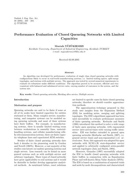 Pdf Performance Evaluation Of Closed Queueing Networks With Limited