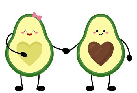Premium Vector Cute Cartoon Avocado Couple In Love Avocado Couple