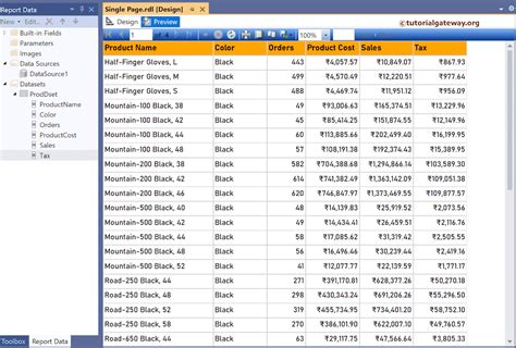 display ssrs table rows on a single page