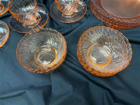 Arcoroc Pink Depression Glass Swirl Pattern