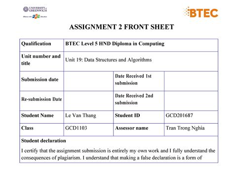 1 unit 19 assignment 2 frontsheet assignment 2 front sheet