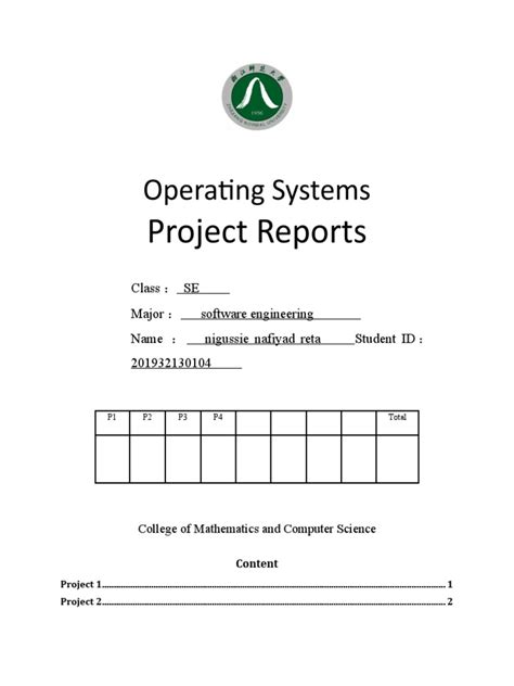 Operating Systems Project Reports Pdf Unix Variants Computer