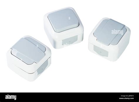 Electric Sockets And Light Socket Switch Isolated On White Background Stock Photo Alamy