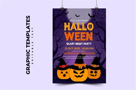 할로윈 테마 그래픽 디자인 템플릿은 간단하고 우아한 디자인을 쉽게 사용자 정의 할 수 있습니다 10월에 대한 스톡 벡터 아트 및 기타 이미지 Istock