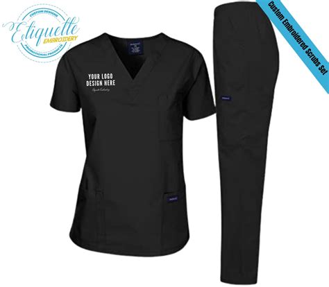 Esthetician Scrubs Set With Custom Logo Embroidery Personalized