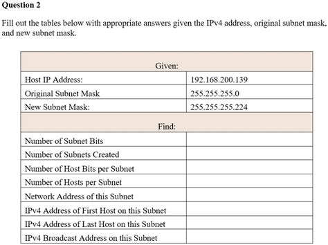 SOLVED: Question 2 Fill out the tables below with appropriate answers ...