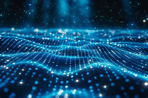 Digital Image Of Digital Data Technology Background With Binary Code And Light Rays In A Dark