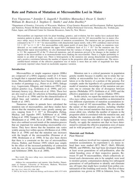 Pdf Rate And Pattern Of Mutation At Microsatellite Loci In Maize