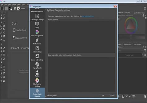 Python Plugin Manager Missing Rkrita