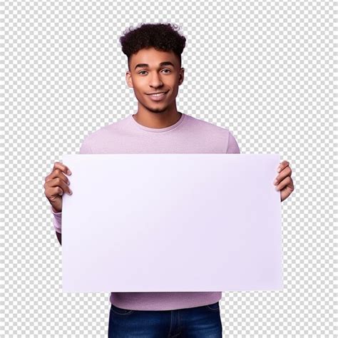 투명 한 배경 에 고립 된 빈 표지판 을 들고 있는 사람 Png 프리미엄 Ai 생성 Psd