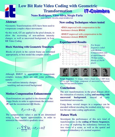 PPT Low Bit Rate Video Coding With Geometric Transformation PowerPoint Presentation ID