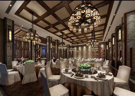 2023新中式风格饭店餐厅吊顶装修效果图效果图