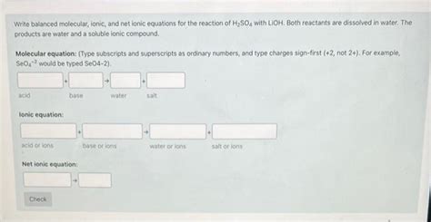 Solved Write Balanced Molecular Ionic And Net Ionic