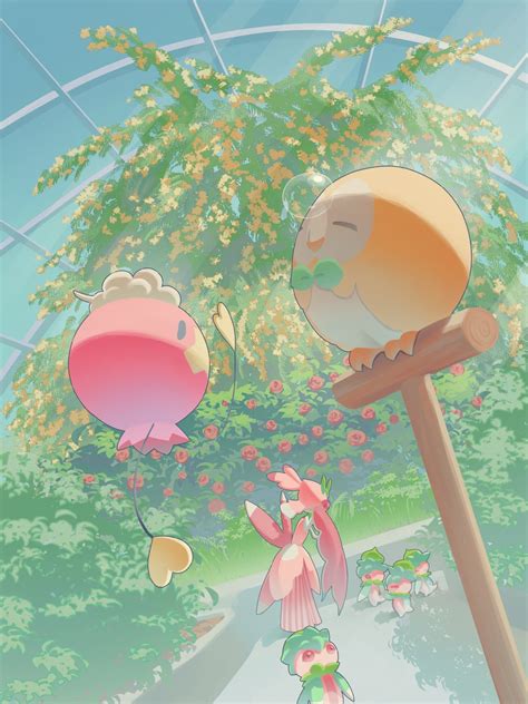 Rowlet Drifloon Lurantis And Fomantis Pokemon Drawn By Mokukitusui Danbooru
