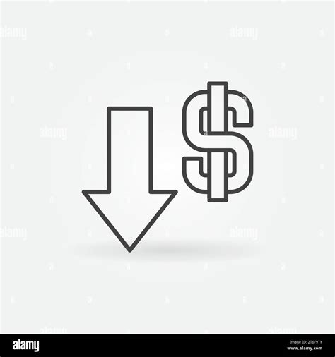 Devaluation Arrow With Dollar Sign Vector Currency Value Lowering Concept Linear Icon Or Symbol