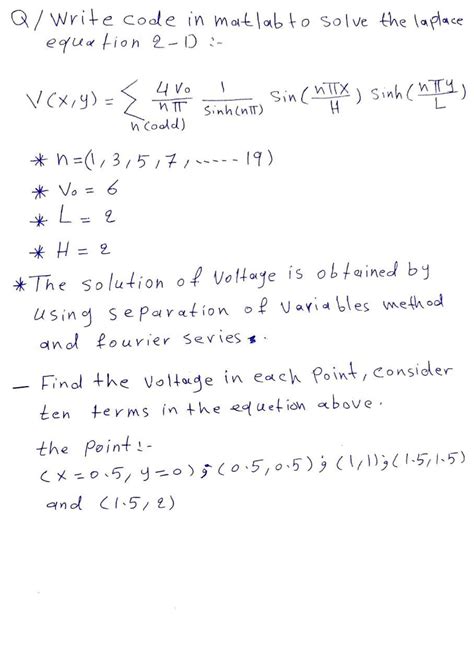 solved q write code in matlab to solve the laplace