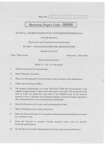 Anna University Ec 6009 Advanced Computer Architecture For Electrical