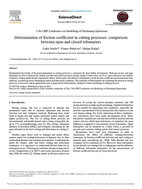 Determination Of Friction Coefficient In Cutting Processes Comparison