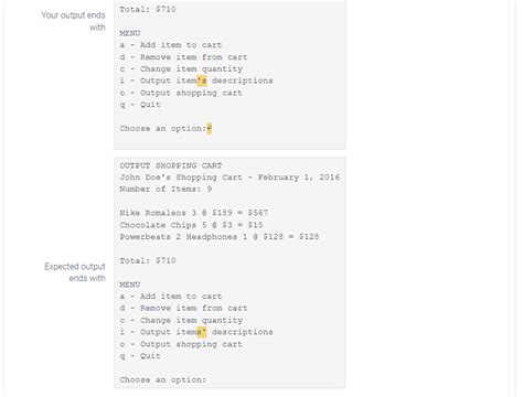 Solved 145 Lab Program Online Shopping Cart Part