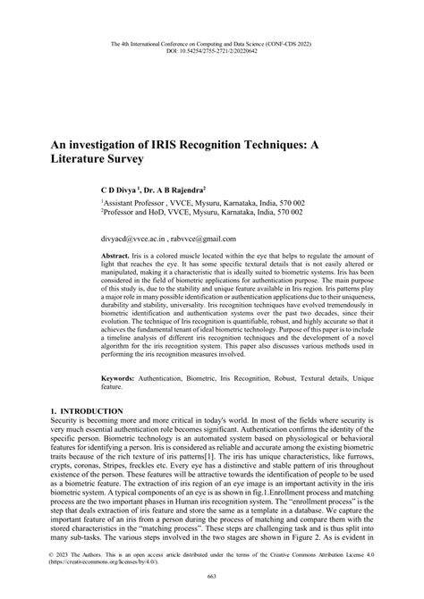 Pdf An Investigation Of Iris Recognition Techniques A Literature Survey
