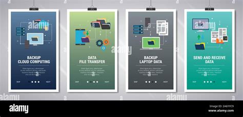 Vector Set Of Vertical Web Banners With Backup Cloud Computing Backup