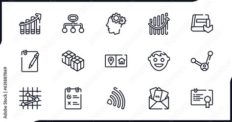 Set Of User Interface Outline Icons Thin Line Icons Such As Bars Chart Interface Ascending Thin