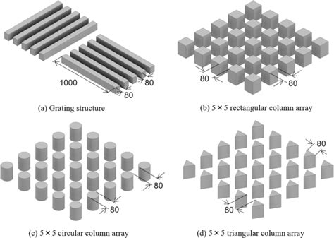 designed metallic microstructures with different shapes unit μm a