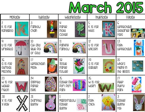 March Preschool Calendar