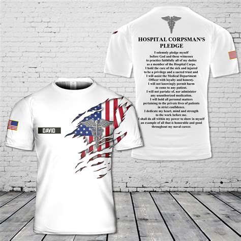 Custom Name Us Navy Hospital Corpsman Pledge 3d T Shirt Merch Gears
