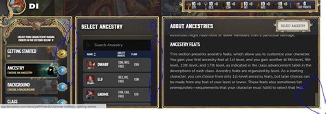Unable To Scroll Through Ancestries Pathfinder Nexus And Character