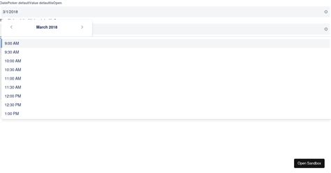 atlaskit datetime picker 50 default props codesandbox