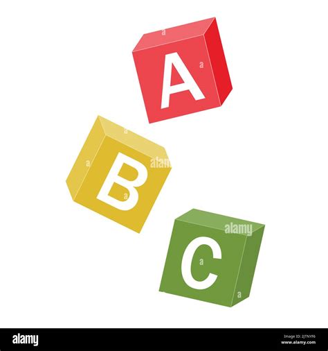 Wooden Alphabet Cubes With Letters A B C Color Vector Isolated Illustration Stock Vector