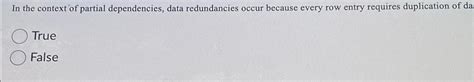 Solved In The Context Of Partial Dependencies Data