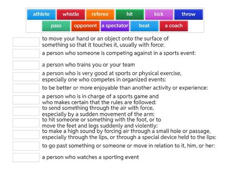 Sport Definitions Match Up Sport Definitions Match Up