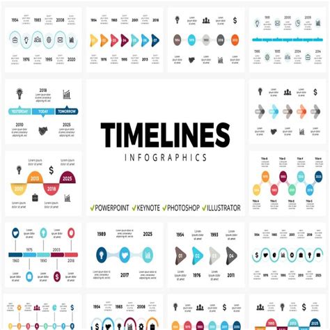 张独特的时间轴信息图表模板 Timelines unique slides 设计素材分享 一流设计网