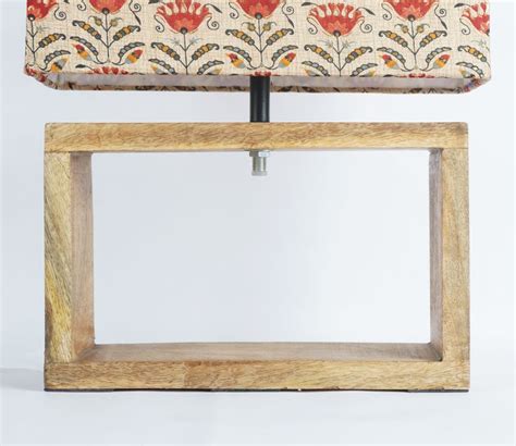 Buy Beige Floral Pattern Cuboid Lamp At 60 Off Online Wooden Street
