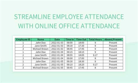Streamline Employee Attendance With Online Office Excel Template Free Download Pikbest