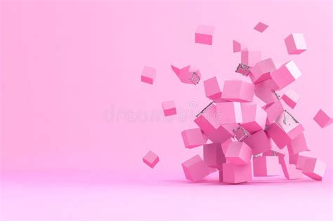 A Contemporary Design With Abstract 3d Geometric Shapes Including Cubes Ideal For Backgrounds