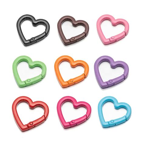Heart Shaped Carabiner Clips 16 Colours Set Of 5 Ice Cream Cake
