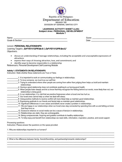 Las Module 7 Personal Relationships Pdf