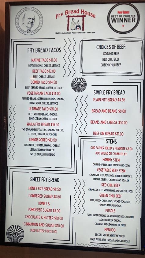 Fry Bread House Menu Visual Menu Highlights
