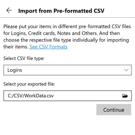 importing data from pre formatted csv into enpass