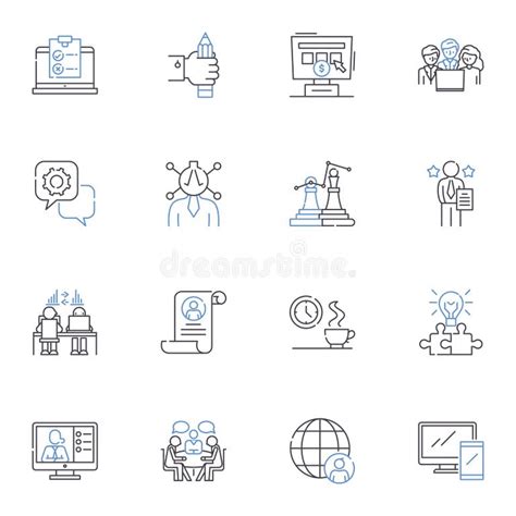 Synchronized Unit Line Icons Collection Timing Precision Coordinated