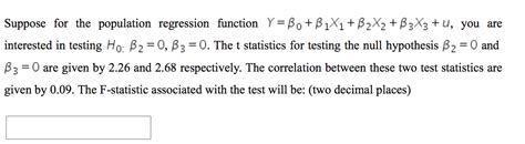 Solved Suppose For The Population Regression Function Y