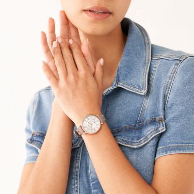 Fossil Jacqueline Three Hand Date Latte Litehide™ Leather Watch The
