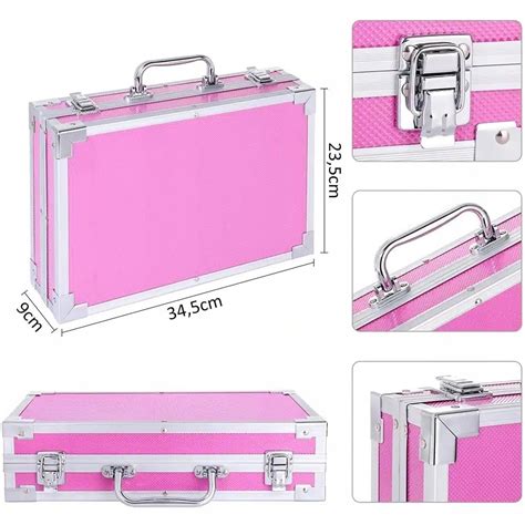 Комплект от 145 части за рисуване и рисуване розово устойчиво пластмасово куфарче Emag Bg