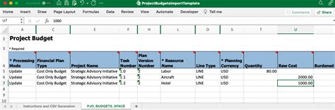 Project Tasks And Financial Plan Updates Using File Based Data Import