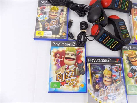 Massive Playstation 2 Ps2 Buzz Bundle 4x Buzzers 5x Ps2 Buzz Games