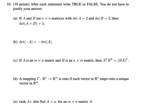 solved 10 10 points after each statement write true or